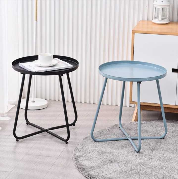 Round Table Metal Tray Table Bedside Table, Indoor Modern Sofa Side ...
