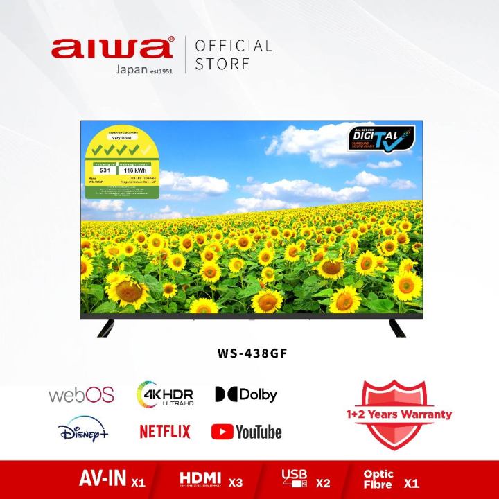 AIWA 43″ | 438GF | Full HD | WebOS Smart TV | Frameless TV | Lazada PH