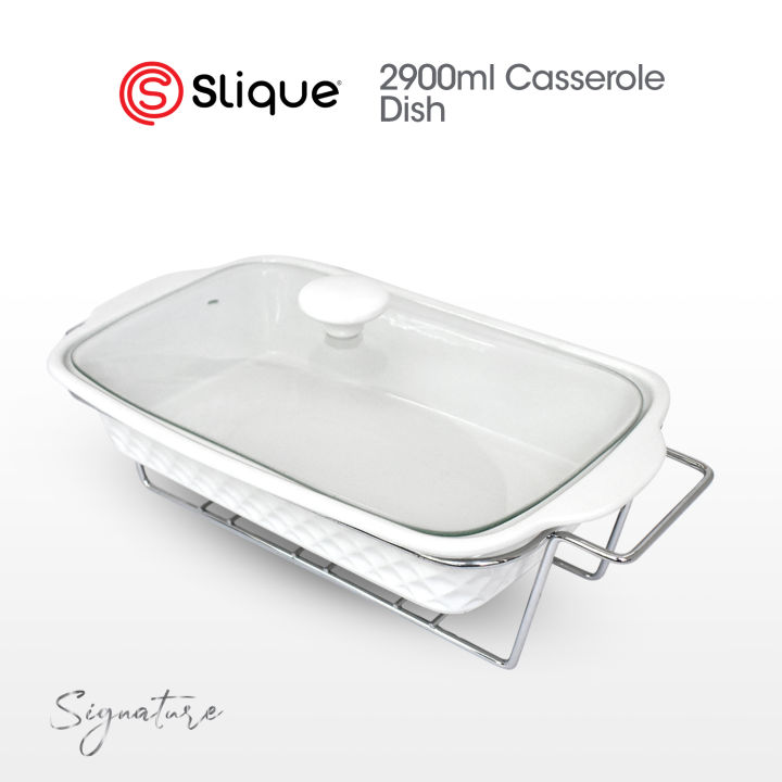 SLIQUE Premium Rectangle Casserole Serving Dish with Tempered Glass Lid ...