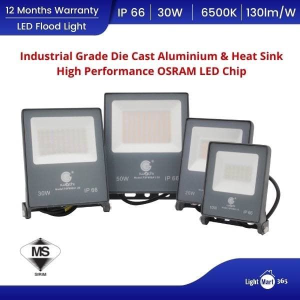 SIRIM IP66 10W/50W Industrial Grade Outdoor Flood Light Wall Flush ...