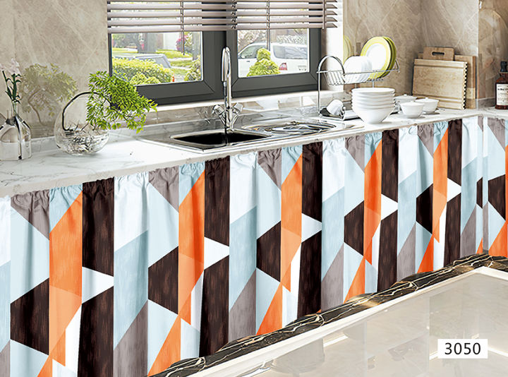 COD Kitchen Lababo Short Curtain Kitchen Tiers Cabinet Half Window Home ...