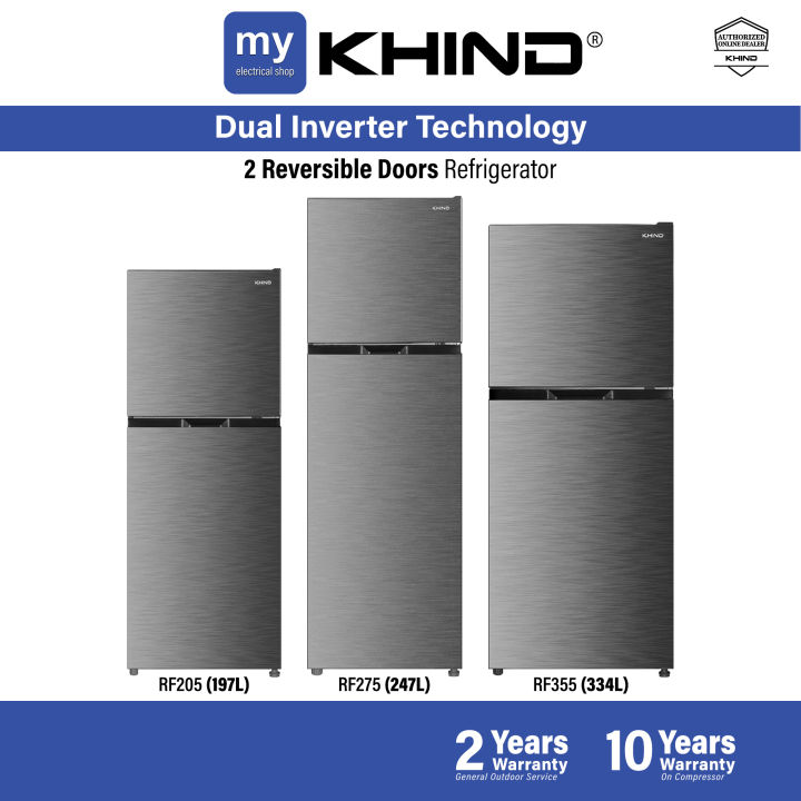 Khind Dual Inverter 2 Door Refrigerator RF205 RF275 RF355 | Lazada