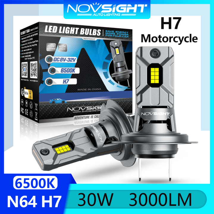 Novsight N64 H7 Motorcycle LED Light Bulb 30W 3000LM 6500K Super Bright ...