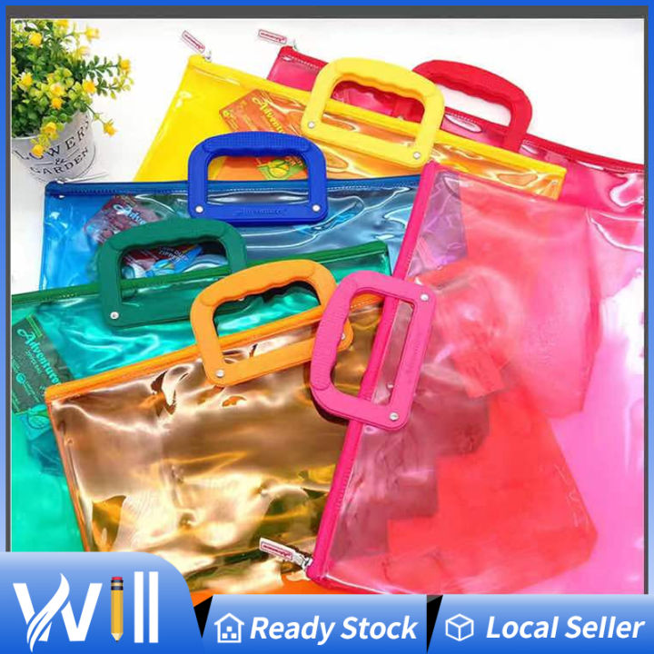 WLL Colored Plastic Envelope Expandable Zipper Lock with Handle ...