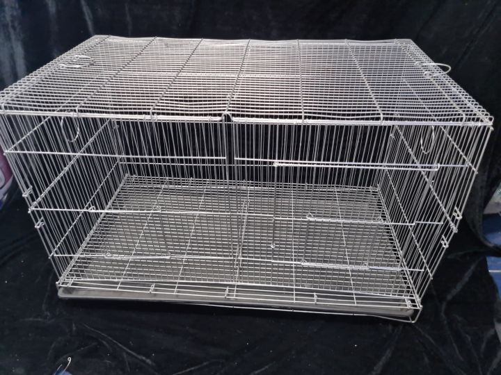 Galvanise collapsable double cage with divider and pooptray for all ...