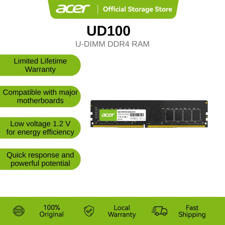 Acer UD100 4GB / 8GB/ 16GB/ 32GB - 2400MHz 2666MHz 3200MHz U-DIMM DDR4 ...