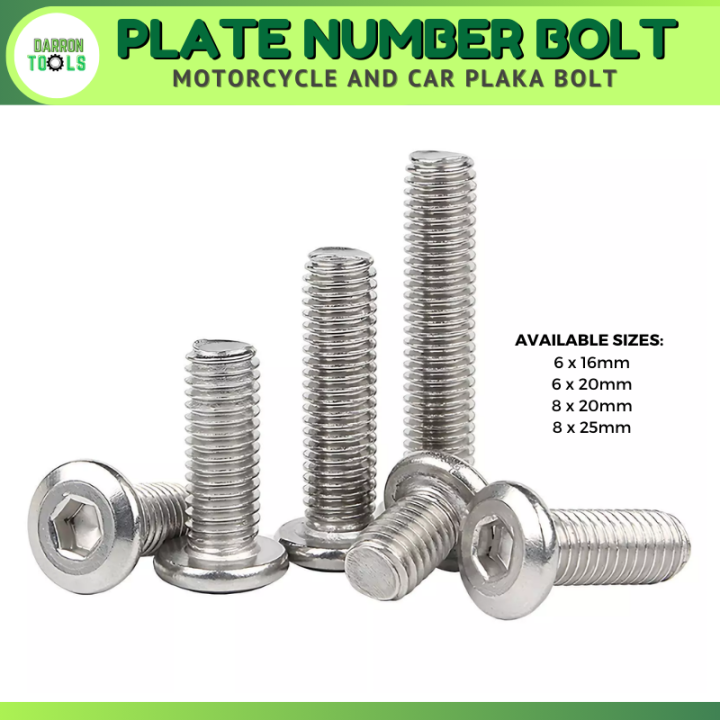 Plate Number Bolt For Motorcycle and Car Fastener Darron Tools | Lazada PH