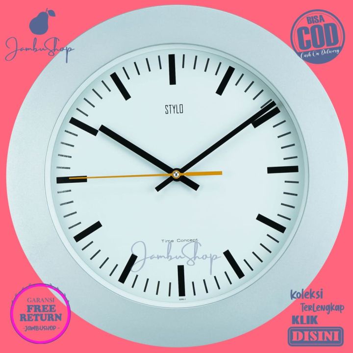 Jam Dinding Quartz Minimalis Hitam Silver Stylo 3252-3 Dekorasi Dinding ...