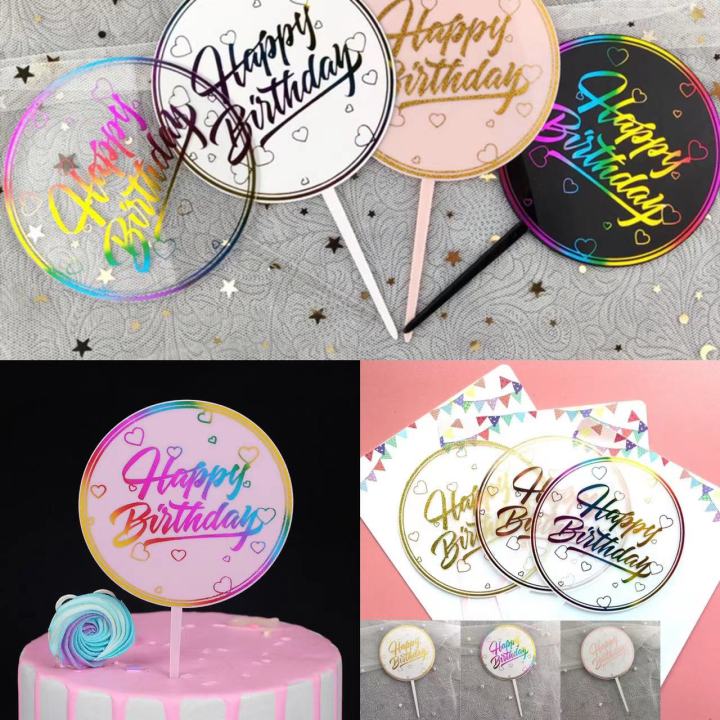 🔥Moheted👍 Acrylic Cake Topper Happy Birthday Party Dessert Baking ...