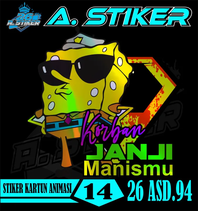 stiker anime spongebob hologram stiker gambar kartun spongebob hologram ...