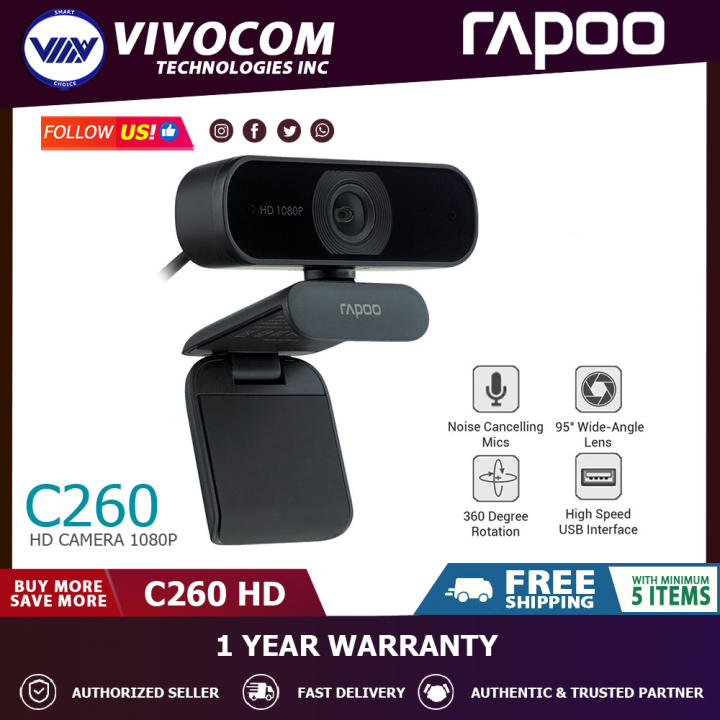 Rapoo C260 1080P USB Black Full HD Webcam | Lazada PH