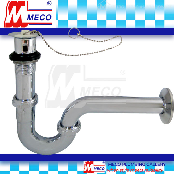 Meco Brass P-trap 1-1/4" with P.O. Rubber Plug Set For Lavatory Sink ...