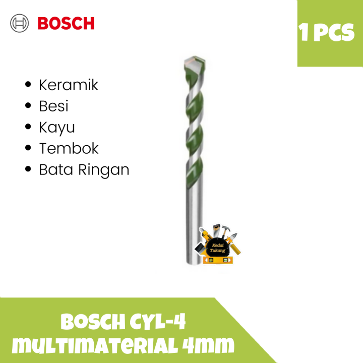 KEDAI TUKANG - BOSCH CYL-4 Multimaterial 4mm Mata Bor Besi Stainless Beton Kayu Keramik | Lazada ...