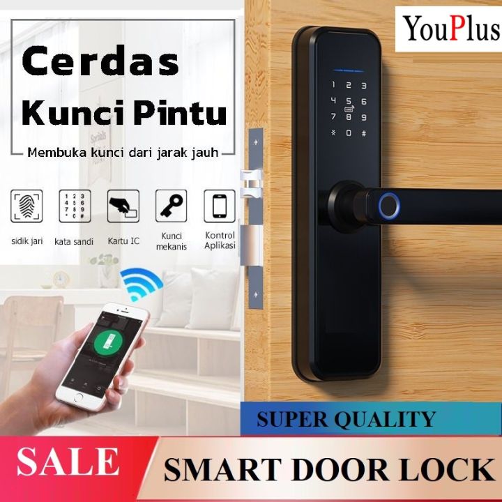 Kunci Pintu Sidik Jari Fingerprint Password smart door lock Digital Handle BLUETOOTH - Smart ...