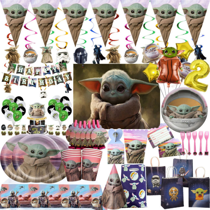 Star Wars Yoda Baby Party Decor Cartoon Disposable Tableware Grogu ...