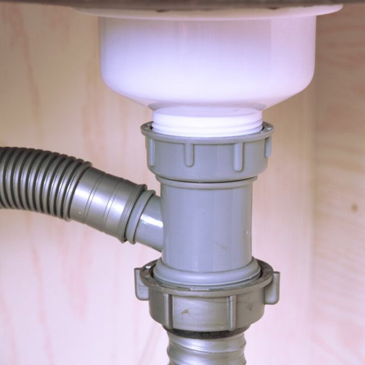 Sink Drain Pipe Adapter Y Shaped Kitchen Basin Sewer Branch Drainage Water Pipe Three Links Head ...