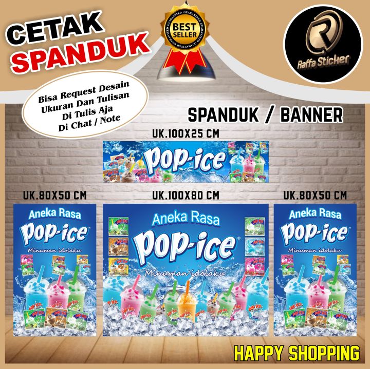 Spanduk Banner Backdrop Pop Ice / Banner Minuman Pop Ice/ Spanduk Aneka ...