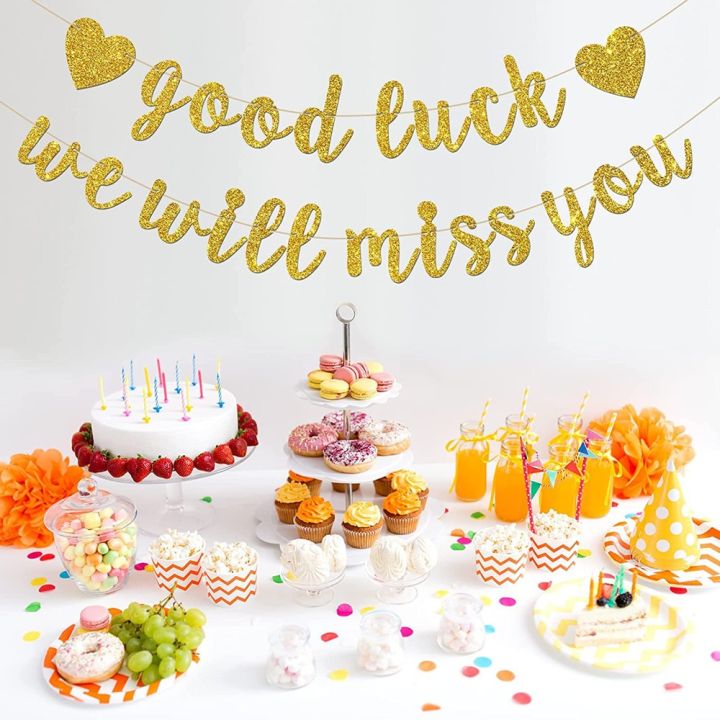 Good Luck We Will Miss you Banner, Glitter Retirement Party Farewell ...