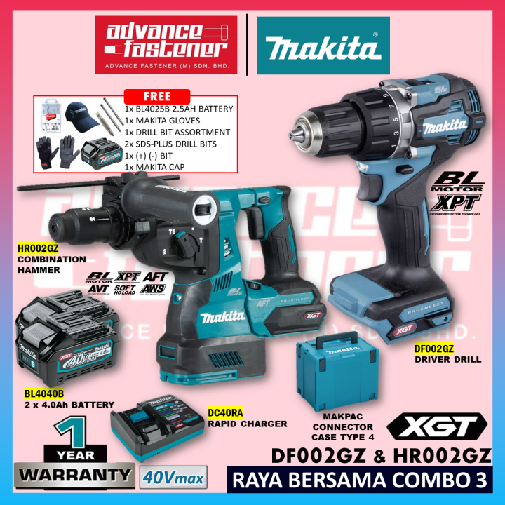 MAKITA 40Vmax Cordless Raya Combo Set 3 ( HR002GM201 Combination Hammer ... MAKITA 40Vmax Cordless Raya Combo Set 3 ( HR002GM201 Combination Hammer ...