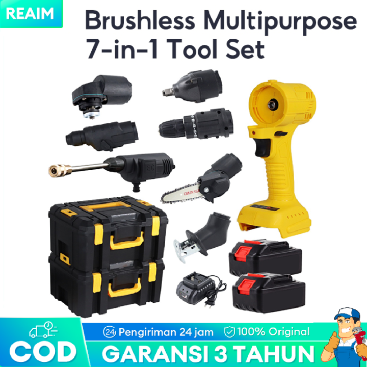 REAIM 7IN1 Mesin Bor Gerinda Jet Cleaner Impact Wrench Chainsaw Chain ...