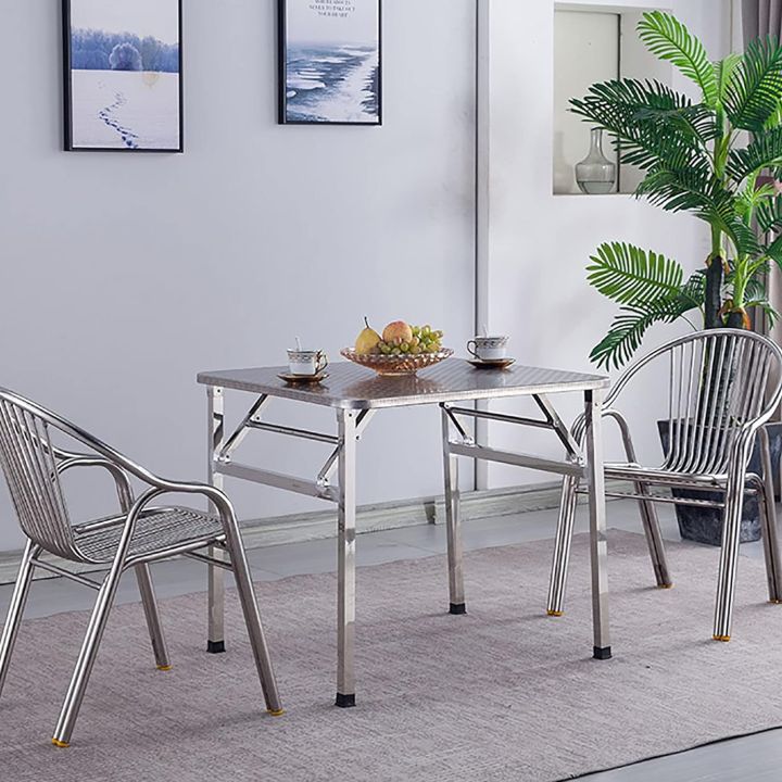 HUIFREELIFE Foldable Table Stainless Steel Folding Table Portable ...