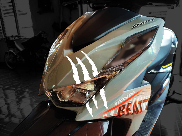 Battle Scar Sticker Decal For Honda Beat FI V3 2024 Model White Design ...