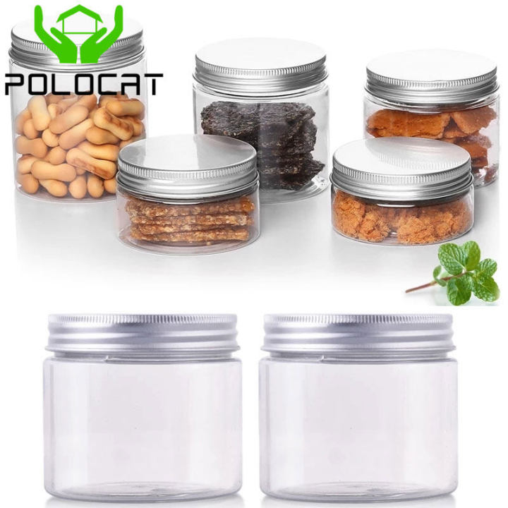 Polocat Clear Plastic Jar and Lids Empty Cosmetic Containers Kitchen ...