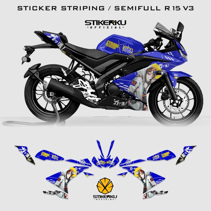 STICKER STRIPING ANIME GIRLS / YAMAHA R15V3 / SEMIFULL / STOCK / DECALS ...