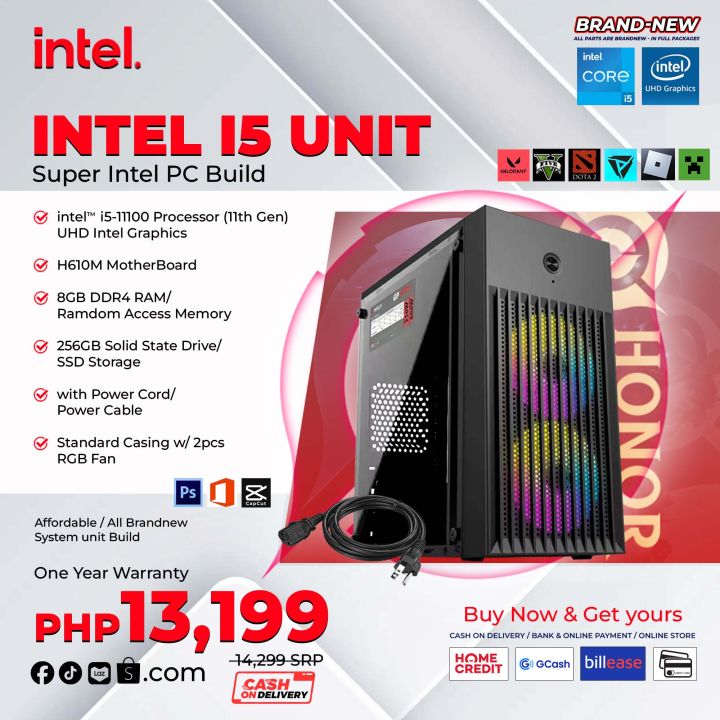 BRANDNEW SYSTEM UNIT INTEL CORE I5 11TH GEN 8GB RAM DDR4 256GB SSD ...