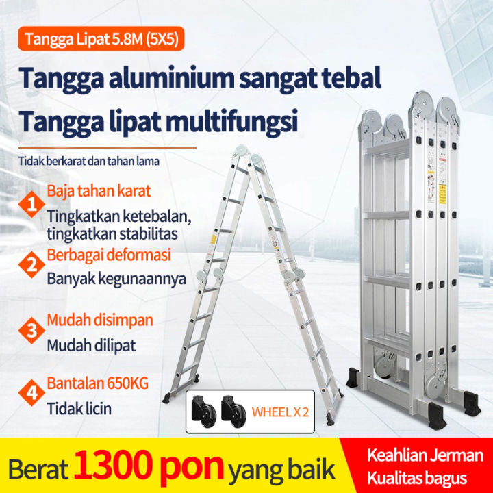 Tangga Lipat 4.7M/5.8M Tangga Lipat Aluminium Tangga Lipat Teleskopis ...