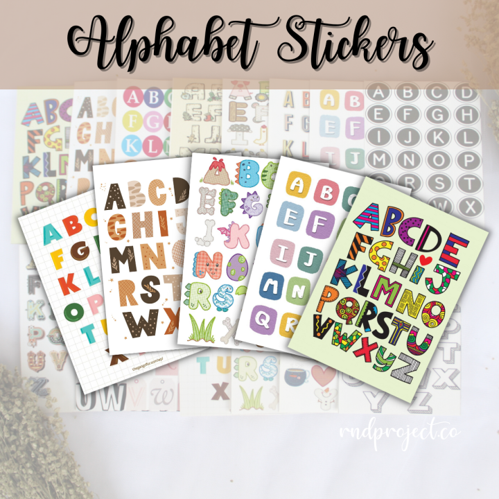STICKER ALPHABET STIKER HURUF ALFABET SERIES STIKER AESTHETIC VINTAGE ...