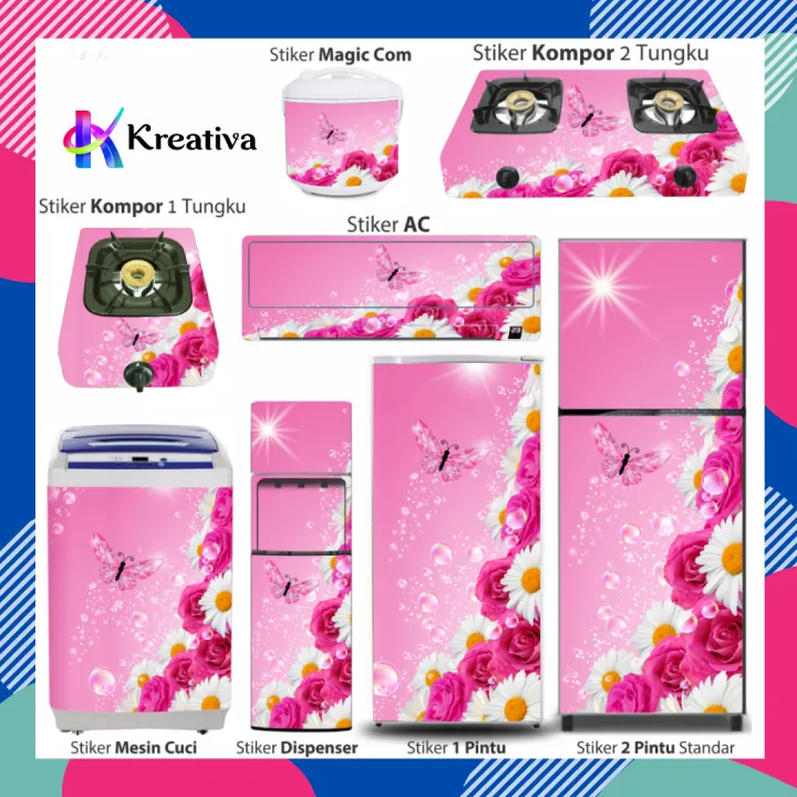 Stiker Kulkas/Stiker Kompor/Stiker Magicom Kupu-Kupu PINK | Lazada ...