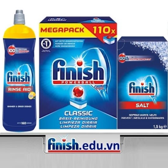 viên rửa bát finish 110 viên + muối finish 1.5kg + Nước làm bóng finish ...