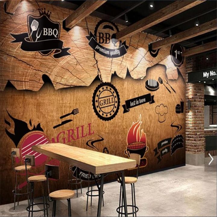 Custom wallpaper mural Retro Industrial Style Barbecue Restaurant Decor ...