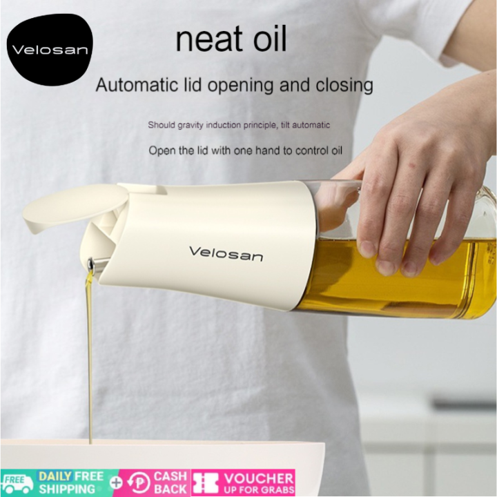 Velosan® 600ml oil pot seasoning bottle glass oil pot automatic opening ...