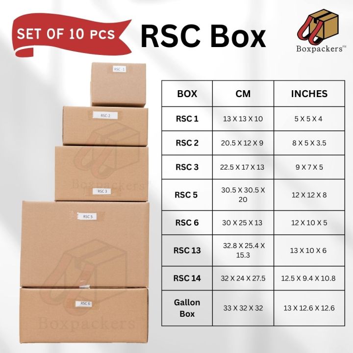 SET OF 10 BOXPACKERS PH RSC1 RSC2 RSC3 RSC5 RSC6 RSC13 RSC14 GALLON BOX Regular Plain Box RSC ...