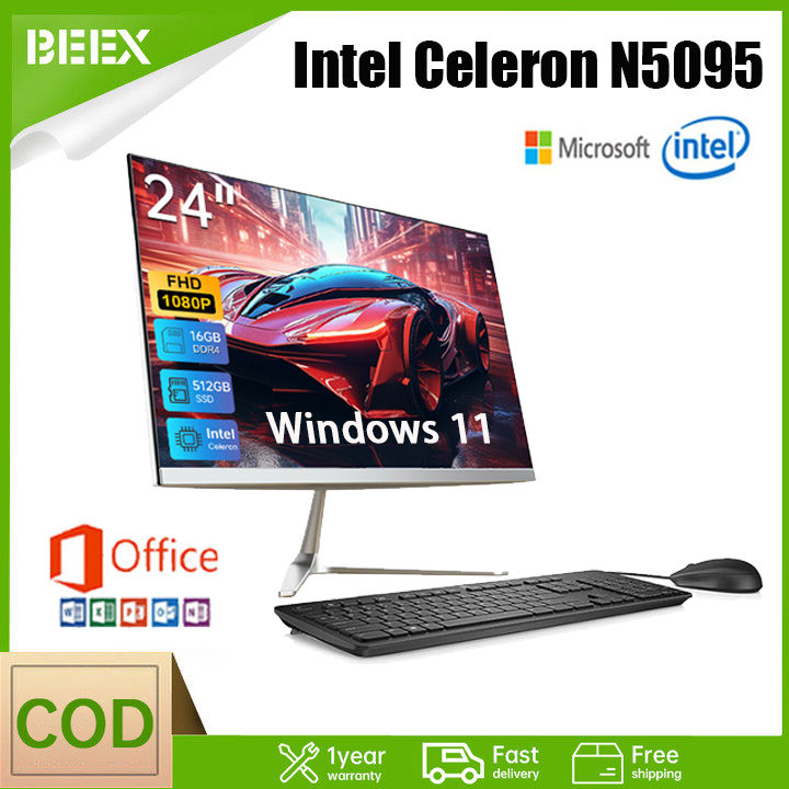 BEEX 24" All-in-One PC Desktop Computer Intel Celeron N5095 16G RAM 1TB ...