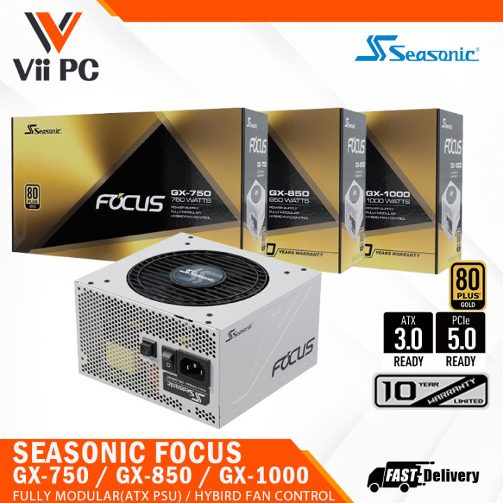 SEASONIC FOCUS GX 750 850 1000 750W 850W 1000W WHITE EDITION ATX 3.0 80 ...