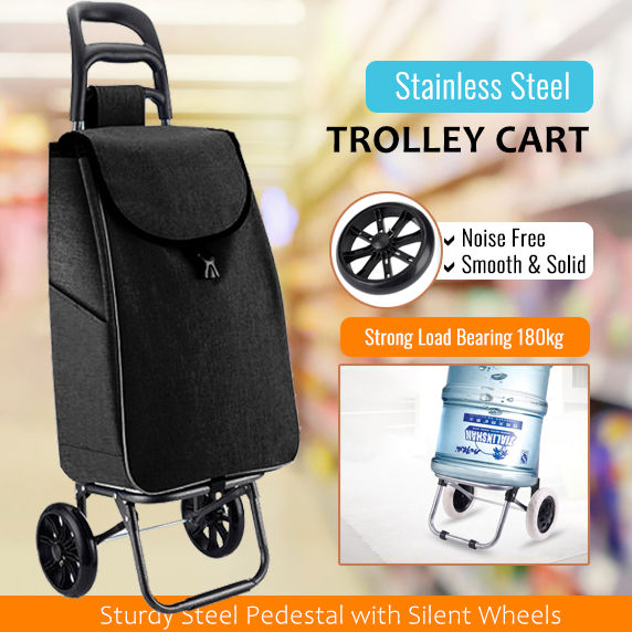 🇸🇬 Stainless Steel Shopping Trolley Cart With Silent Wheels ...