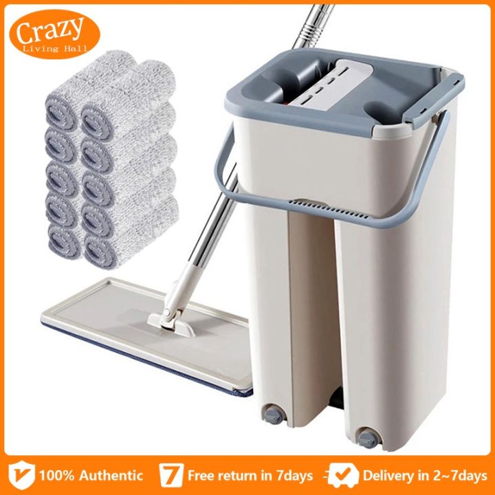 Original Mop With Bucket Floor Map Flat Map Strong Squeeze 360 Spin ...