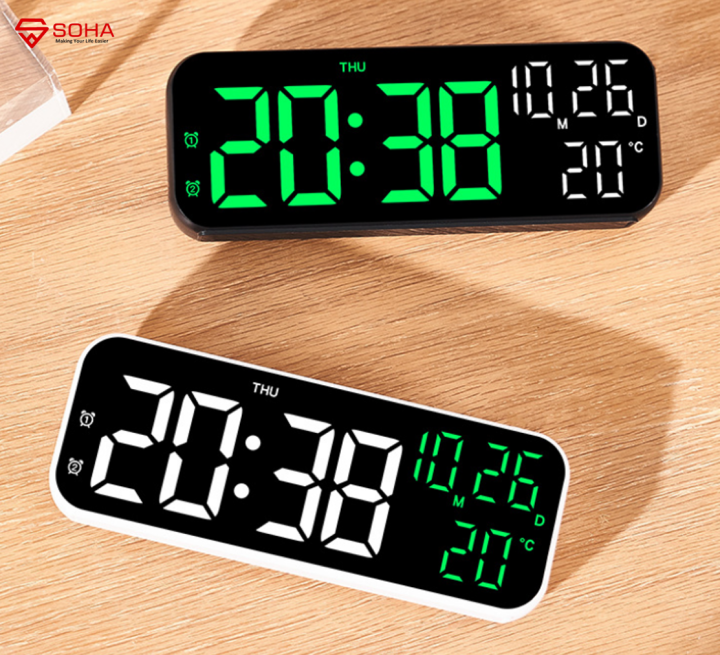 JD-2802 Jam Digital Meja LED Besar Tampil Jam Tanggal Hari Suhu 2 Alarm ...