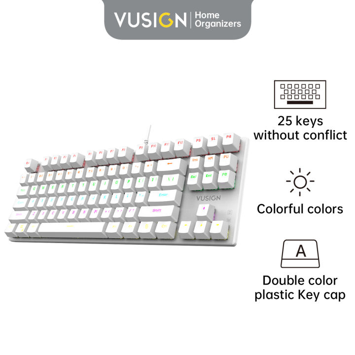 Vusign Gaming Keyboard Pink Blue White With Backlight Ergonomic VS788 ...