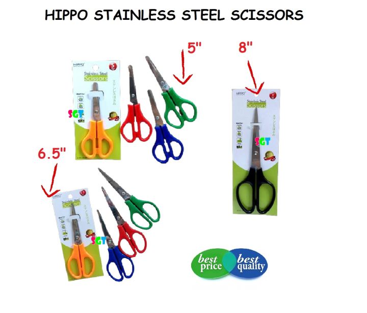 HIPPO Stainless Steel Scissors ( 5 " / 6.5 " / 8 " ) | Lazada