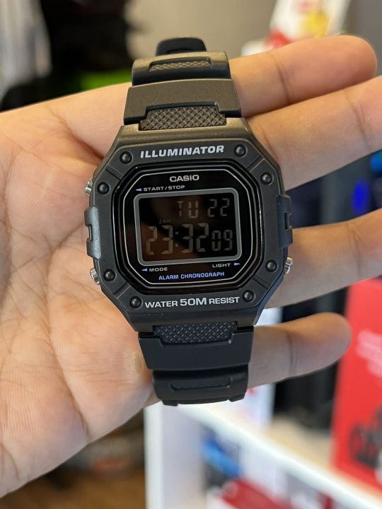 ORIGINAL CASIO Illuminator Digital Triple Black Watch W-218H-1BV / Casio Digital Triple Black ...