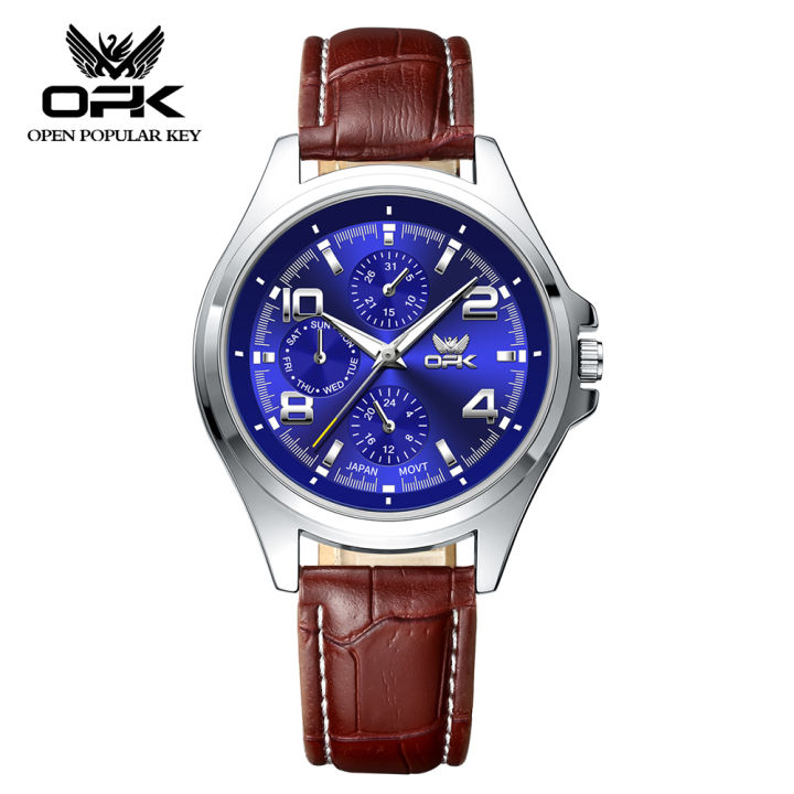 OPK Men's Watch Original Genuine Latest Waterproof Simple Dial Leather ...