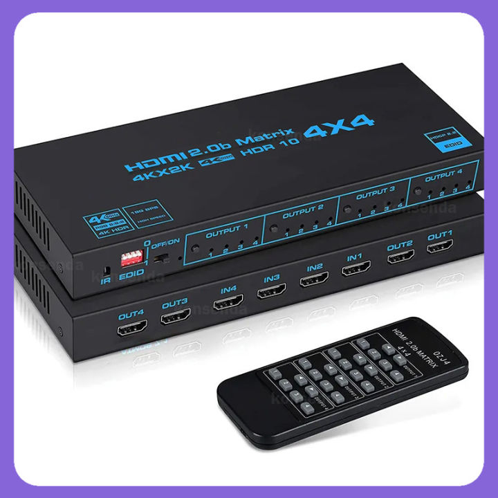 4K HDMI Matrix Switch 4 In 4 Out 4K 60Hz True Matrix HDMI Switcher Splitter 4x4 Audio Video ...