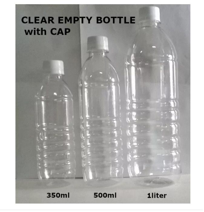 Pet Bottle na may kasamang white takip 1 Liter 500 ML 350 ML 250 ML Clear Sports Cap Pull Up Cap ...