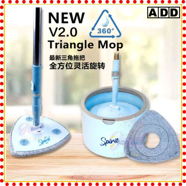 SPIRIT Quick Mop V2 Triangle Mop 360° Rotating Mop Clean & Dirty Water Separation 污水分离拖地桶 三角拖把 ...