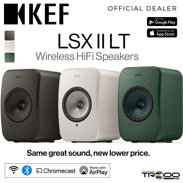 KEF LSX II LT Multi-Room Wireless Bluetooth/WiFi/Ethernet Desktop HiFi Bookshelf Speakers (with ...