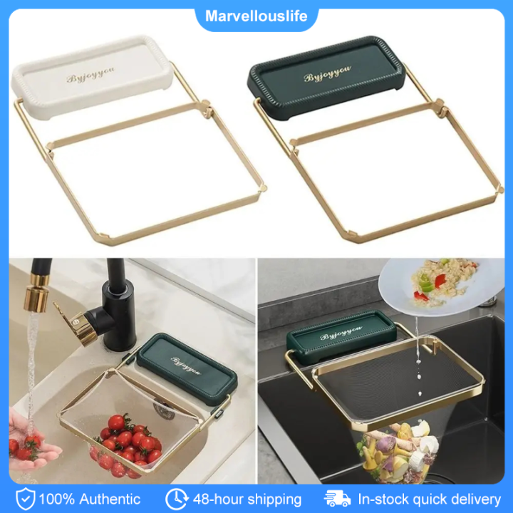 Sink Filter Rack Kitchen Foldable Sink Strainer Mesh Bag Stand Waste ...